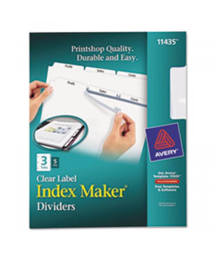 PRINT AND APPLY INDEX MAKER CLEAR LABEL DIVIDERS, 3 WHITE TABS, LETTER ...
