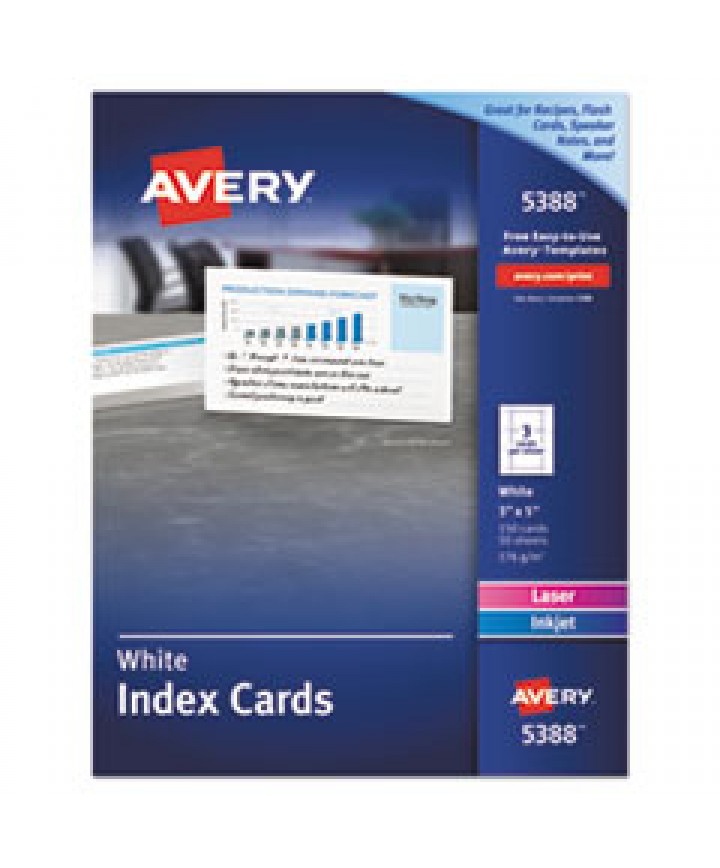 PRINTABLE INDEX CARDS WITH SURE FEED FOR LASER AND INKJET PRINTERS, 3 X ...