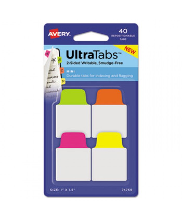 ULTRA TABS REPOSITIONABLE MINI TABS, 1/5-CUT TABS, ASSORTED NEON, 1 ...