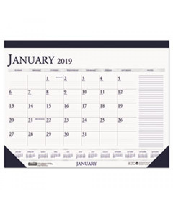 RECYCLED TWO-COLOR MONTHLY DESK PAD CALENDAR WITH LARGE NOTES SECTION ...