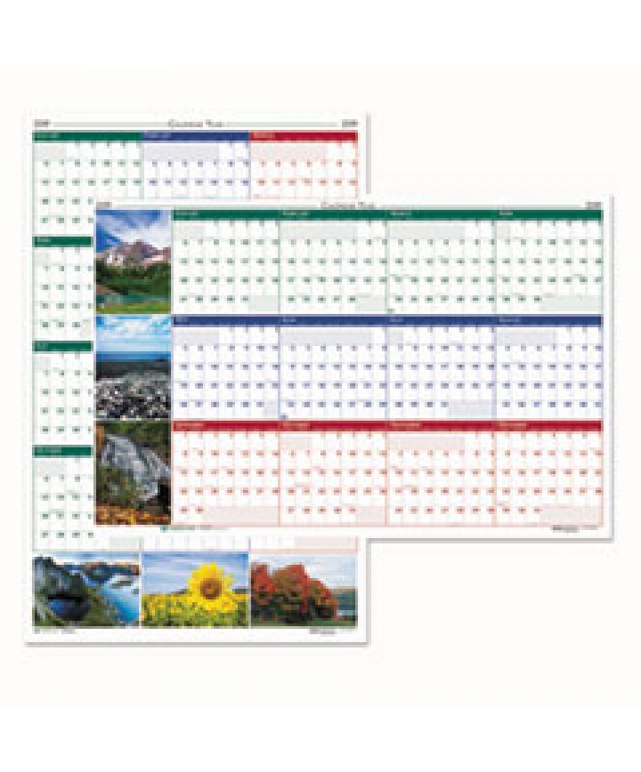 RECYCLED EARTHSCAPES NATURE SCENE REVERSIBLE YEARLY WALL CALENDAR, 32 X ...