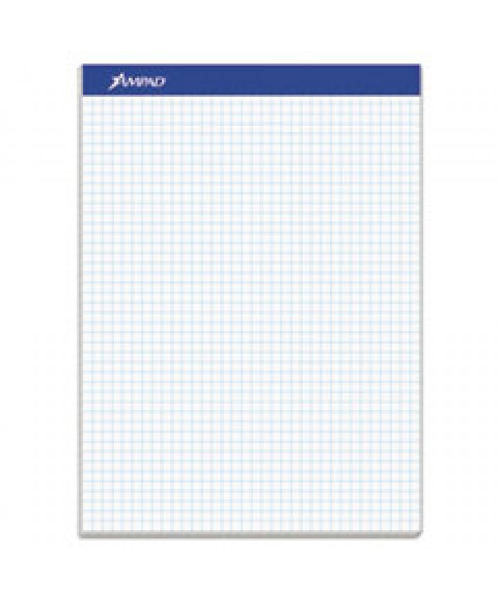 QUAD DOUBLE SHEET PAD, 4 SQ/IN QUADRILLE RULE, 8.5 X 11.75, WHITE, 100 ...