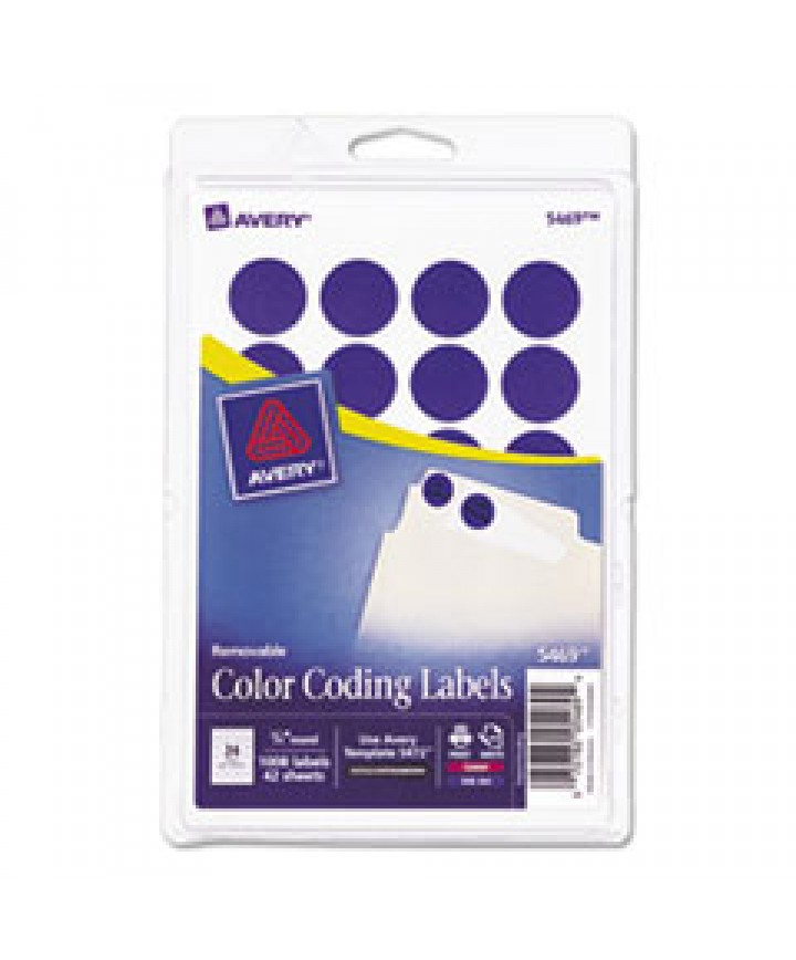 PRINTABLE SELF-ADHESIVE REMOVABLE COLOR-CODING LABELS, 0.75" DIA., DARK ...