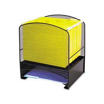 ONYX MESH DESKTOP HANGING FILE WITH TWO HORIZONTAL TRAYS, 3 SECTIONS ...
